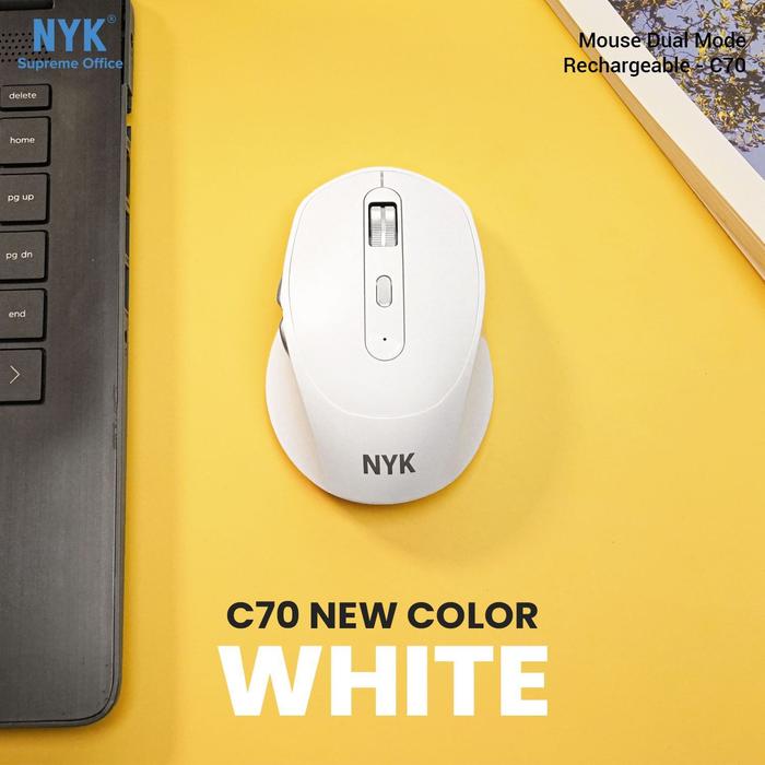 Jual Mouse NYK C70 Dual Mode Bluetooth Wireless Rechargeable - Putih ...