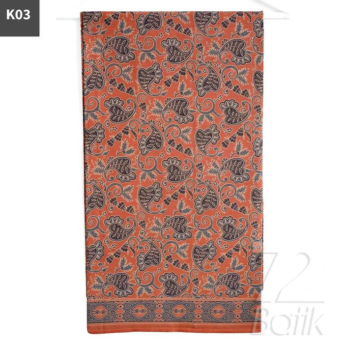 Jual KAIN BATIK PREMIUM Bahan Katun Motif Hati Warna Orange 722328 Cap ...