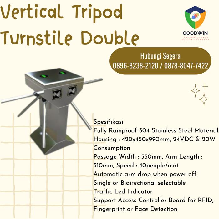 Jual Vertical Tripod Turnstile Double Arm Gate/ Pedestrian / Pintu ...