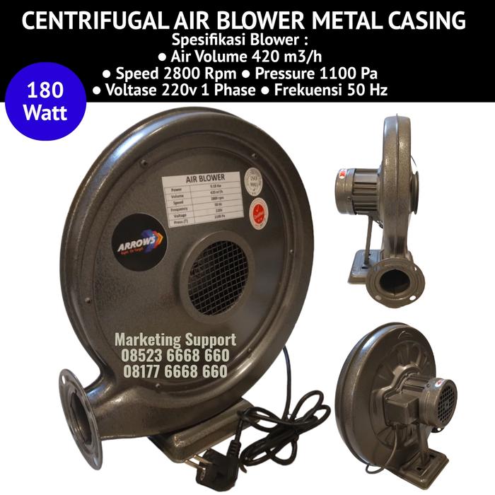 Jual Blower Tiup Centrifugal Air Blower Metal Casing 180 Watt 220V ...