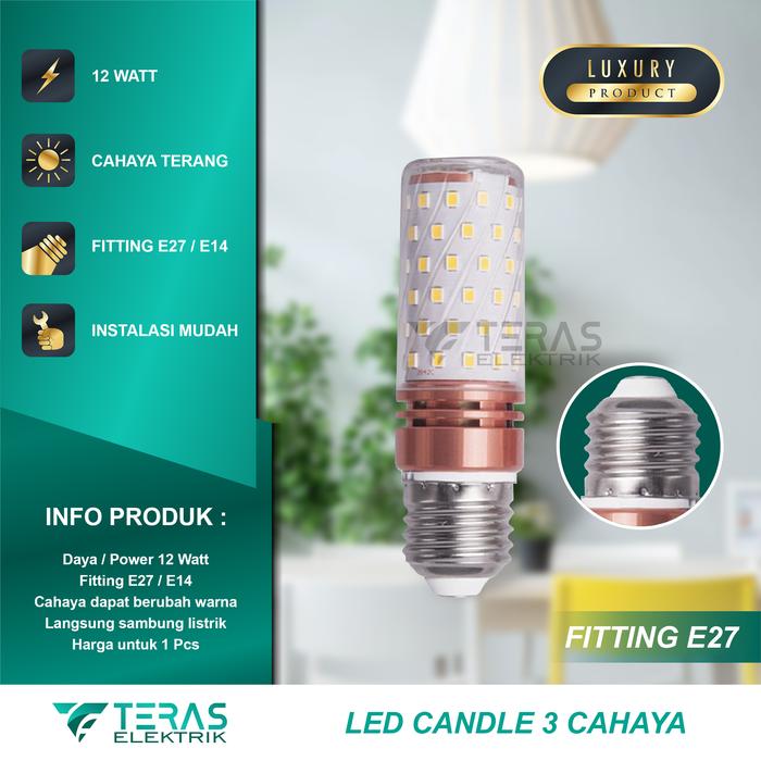 Jual Lampu Jagung 12 Watt led 60 mata candle light 3 warna LED - e27 ...