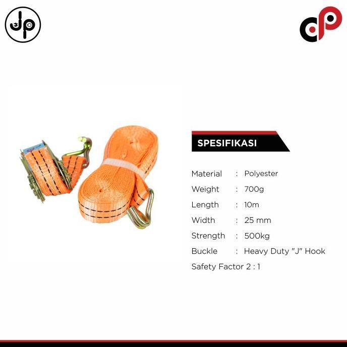 Jual RATCHET TIE DOWN 500KG X 10M |CARGO LASHING BELT |TALI PENGIKAT ...