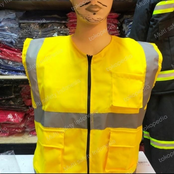 Jual rompi safety proyek bahan drill kuning free logo k3 dan bendera ...