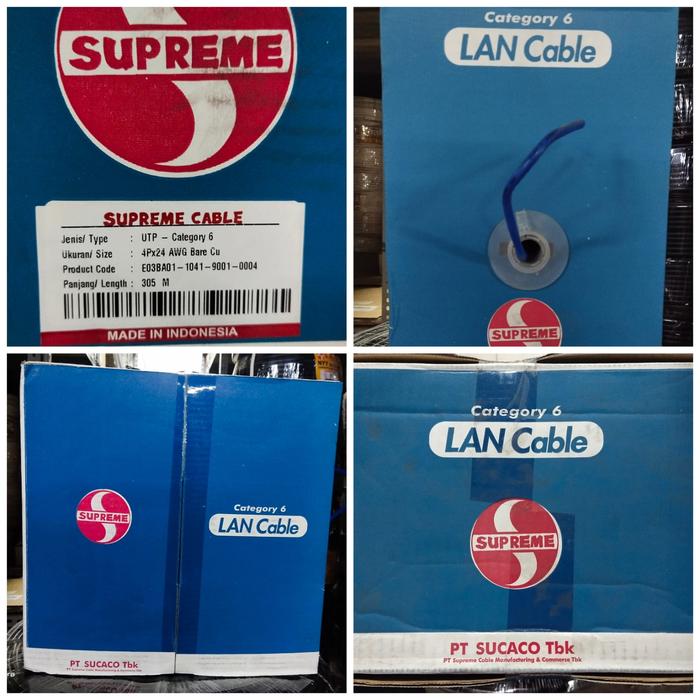 Jual SUPREME KABEL DATA CAT6 CAT 6 CABLE UTP JARINGAN LAN BIRU METERAN ...