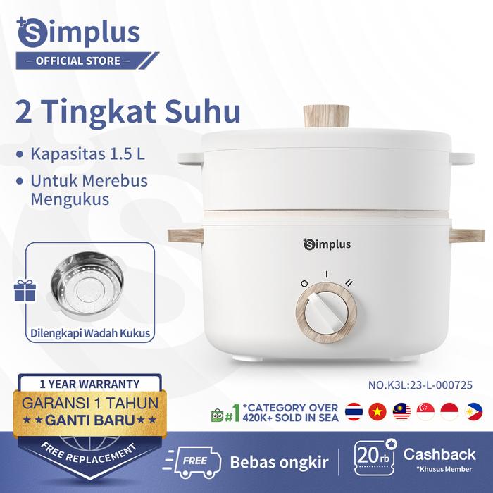 Jual Simplus Panci Listrik Kukusan Serbaguna 600 Watt Low Watt 1.5l Di Seller Jete Store ...