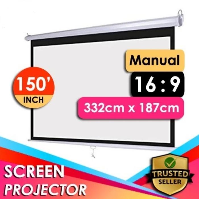 Jual Screen Projector 150" manual 16:9 / Layar Proyektor 150" 16:9 ...