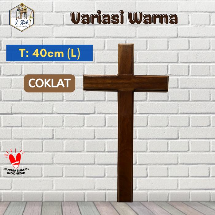 Jual SALIB DINDING POLOS (Tanpa Corpus), kayu jati - 40 cm COKLAT ...