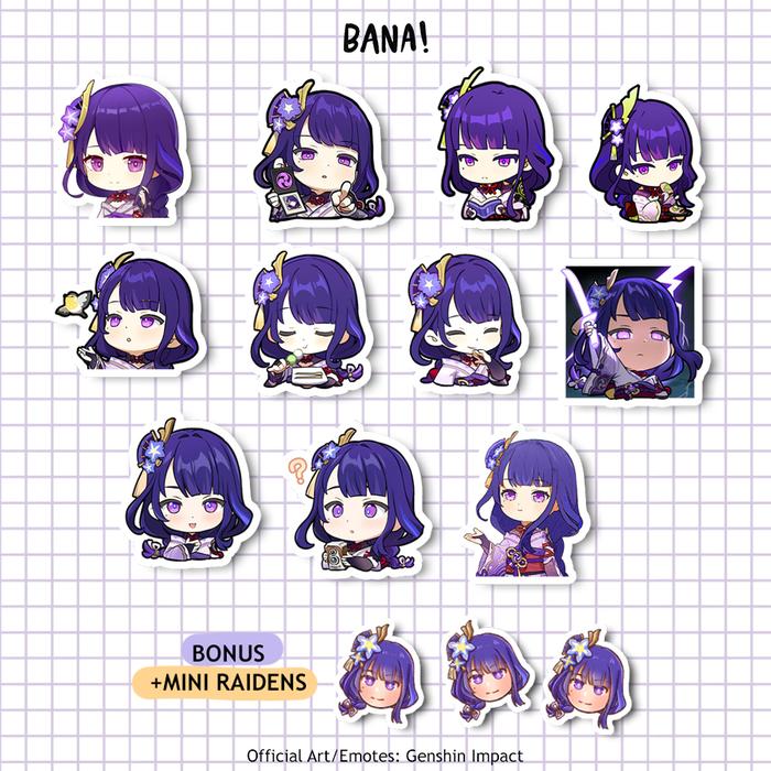 Jual Sticker Pack Raiden Shogun Genshin Impact (11pcs + Bonus) | BANA ...