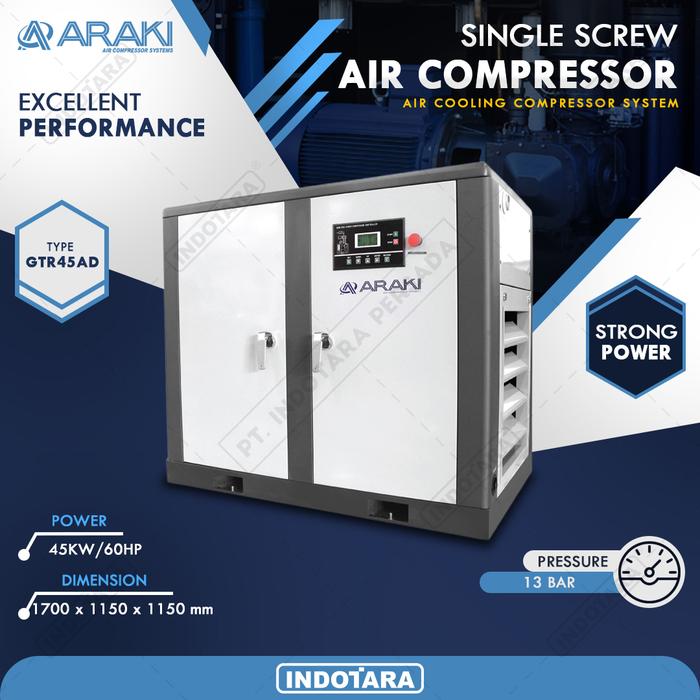 Promo Araki Heavy Duty Screw Compressor 45KW/60HP 13Bar GTR45AD Cicil 0 ...