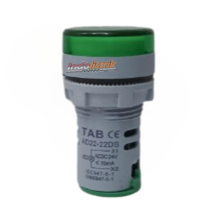 Jual Pilot Lamp LED TAB 22mm AD22(Abu) 22DS 24V AC/DC Pure Hijau ...