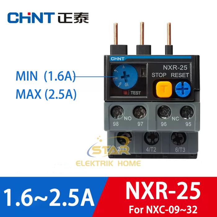 Jual Thermal Overload Relay CHINT NXR-25 (For NXC Contator) - 1.6-2.5A - Jakarta Barat - STAR ...