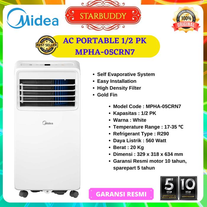 Jual AC MIDEA PORTABLE MPHA-05CRN7 1/2 PK 0,5 PK PENDINGIN RUANGAN GARANSI - Kota Tangerang ...