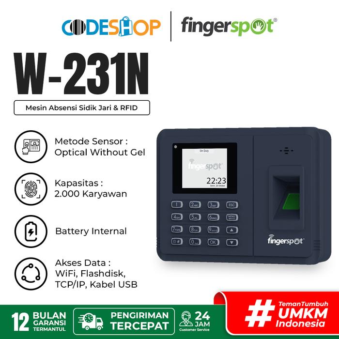 Promo Mesin Absensi Fingerspot Revo W-231N Fingerprint Sidik Jari WiFi ...