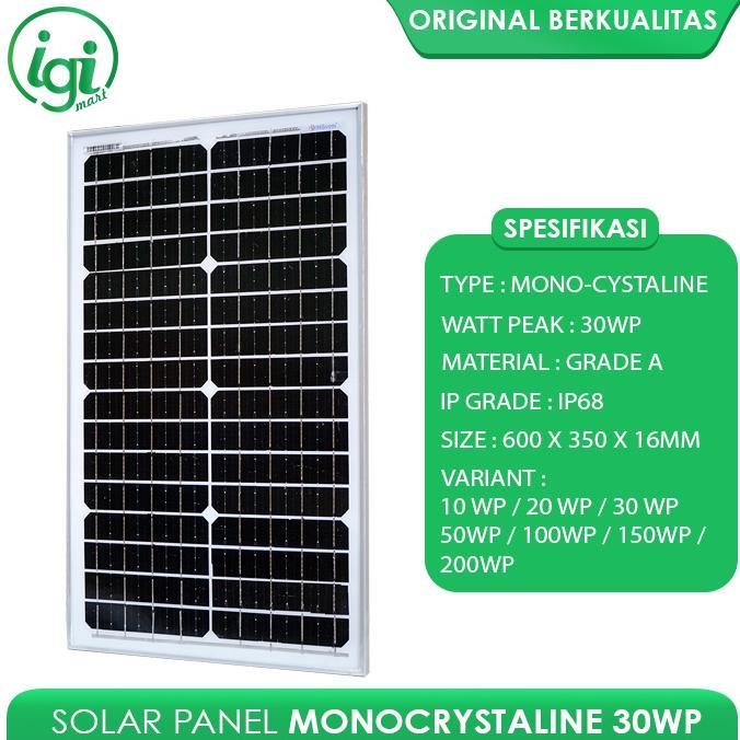 Jual SOLAR PANEL 30W / SOLAR CELL 30 Watt / PANEL SURYA 30WP MONO ...