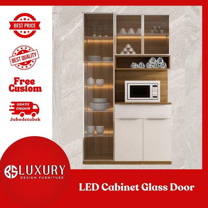 Jual Kabinet Rak Dapur LED Rak Multiplek Pintu Kaca Premium Bisa Custom ...