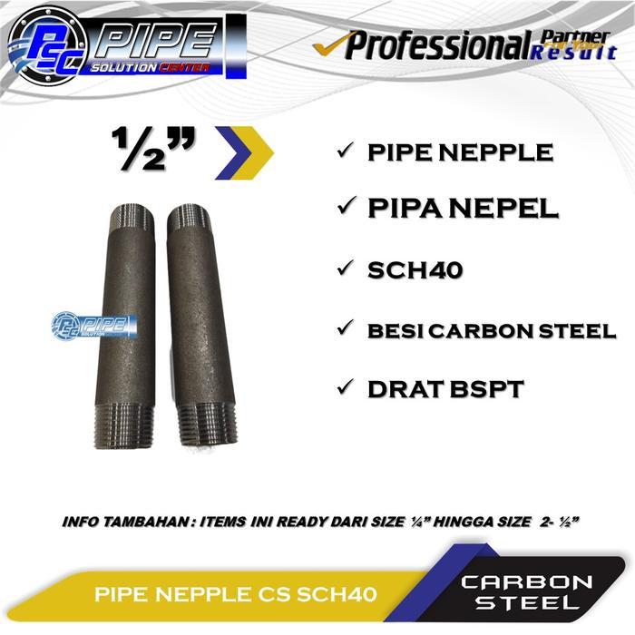 Jual PIPE NEPPLE PIPA NIPEL BESI CS CARBON STEEL SCH40 SCH 40 1/2 ...