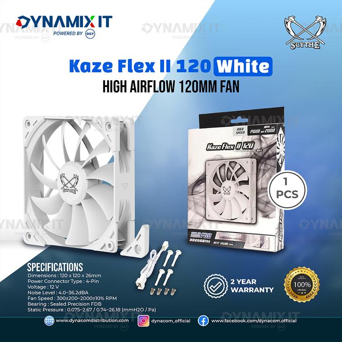 Jual Scythe Fan Kaze Flex II 120 White PWM 2000 RPM 120mm Air Flow Fan - Kota Surabaya - Dynamix ...