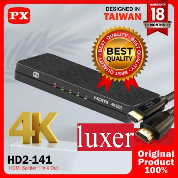 Jual Hdmi Splitter 1 Input 4 Output Full Hd 3d 4k 4 Port Monitor Px Hd2-141 Di Seller Kingyo ...