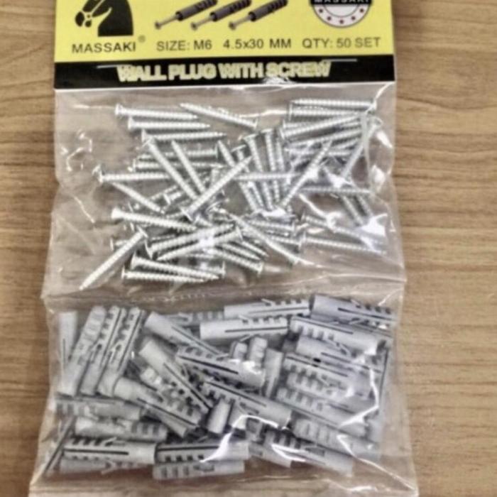 Jual M6 KOMPLIT sekrup baut MASAKI + plastik pvc tembok baja ringan ...