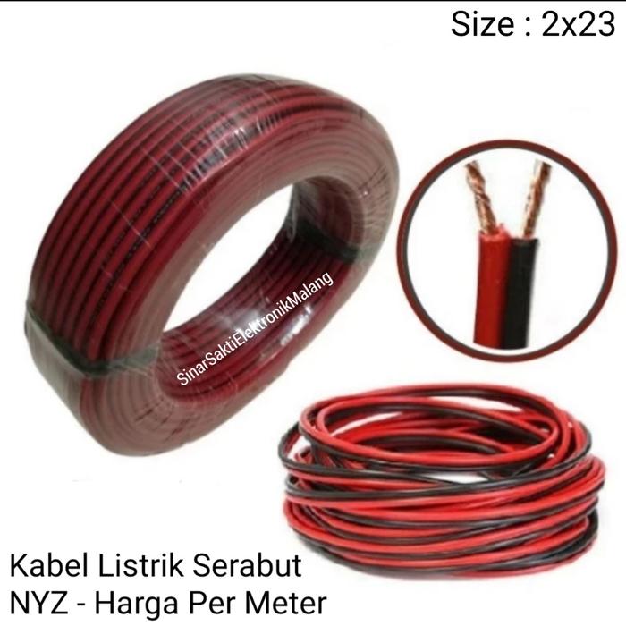 Jual Kabel Listrik Serabut Merah Hitam NYZ 2 x 23 2x23 Per Meter - Kota ...
