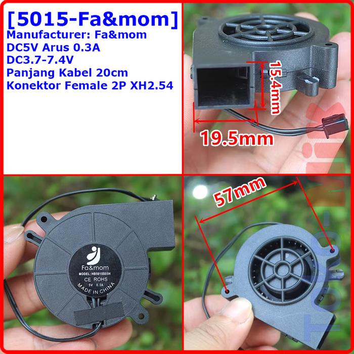 Jual 5015 5V DC Mini Blower Fan Kipas Pendingin Keong Brushless Cooling ...