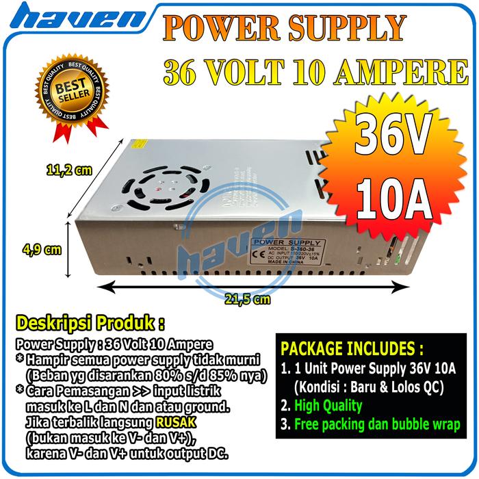 Promo POWER SUPPLY 36V 10A / PSU 36V 10A SWITCHING POWER - 36V 10A ...