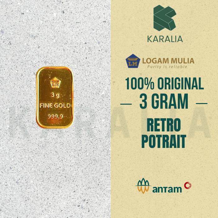 Jual LOGAM MULIA LM ANTAM LM 3 GRAM RETRO BERDIRI/POTRAIT/VERTICAL ...