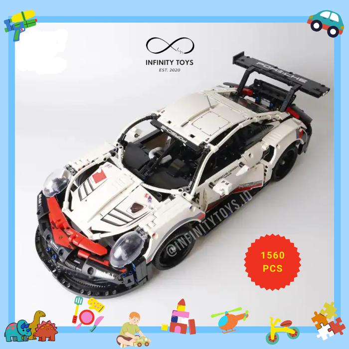 Jual Mainan Brick Mobil Balap Porsche 911 RSR Sports Car Putih 1580 Pcs ...