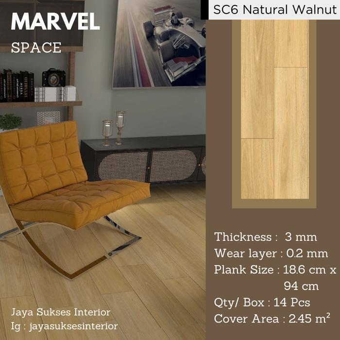 Jual Lantai Kayu Vinyl 3mm Marvel Motif SC6 Natural Walnut Plank / Box ...
