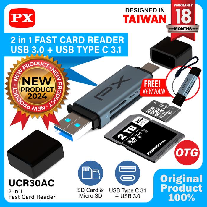 Promo Card Reader USB 3.0 Type C Micro SD High Speed OTG 2 in 1 PX ...