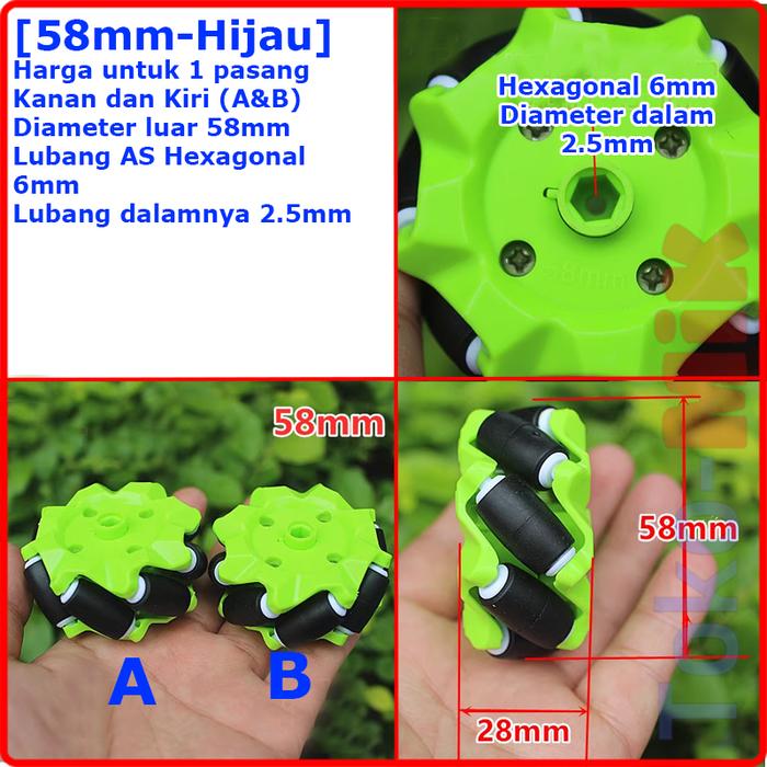 Jual Roda Ban Omnidirectional Robot Mecanum Wheel Smart Car 1 Pasang ...