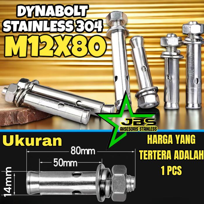 Jual DYNABOLT/ANCHOR BOLT M12×80 STAINLESS SS 304 - Kab. Tangerang - JBS AKSESORIS STAINLESS ...