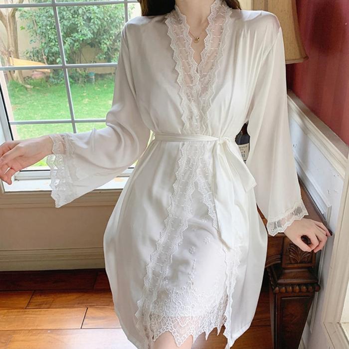 Jual Pajamas dress kimono satin Gaun tidur Putih/baju tidur kado ...