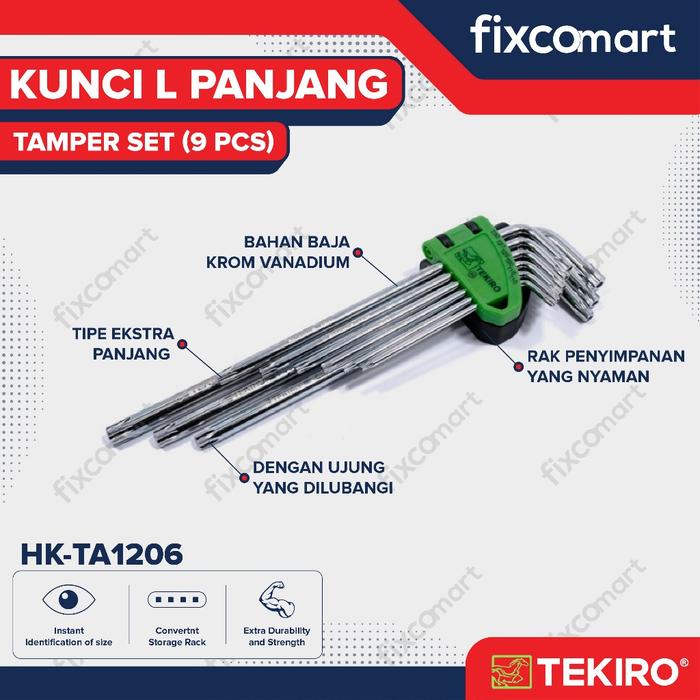 Promo Tekiro Tamper Torx Key Long Set 9 Pcs / Kunci L Set Tamper ...