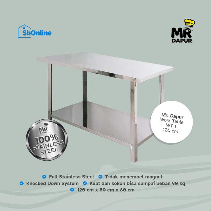 Jual Work Table Meja Kerja Stainless Steel Mr Dapur WT 1 120 cm ...