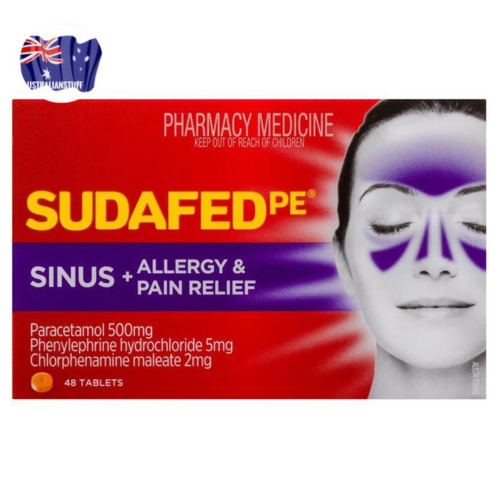 Jual Sudafed PE Sinus + Allergy & Pain Relief 48 Tablets - Kota ...