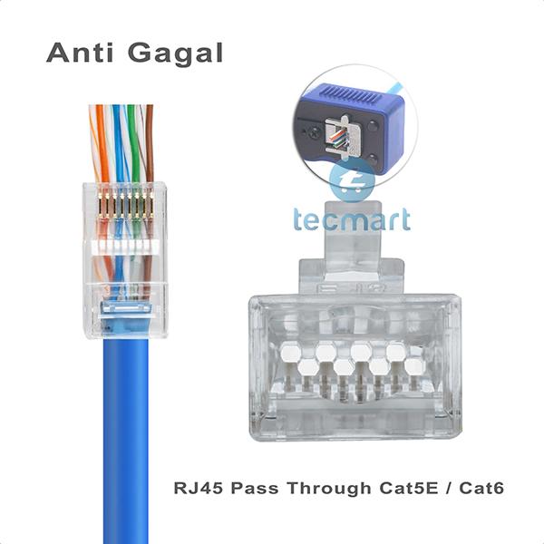 Jual Pin RJ45 EZ Cat5E Cat6 Connectors Pass Through UTP Anti Gagal ...