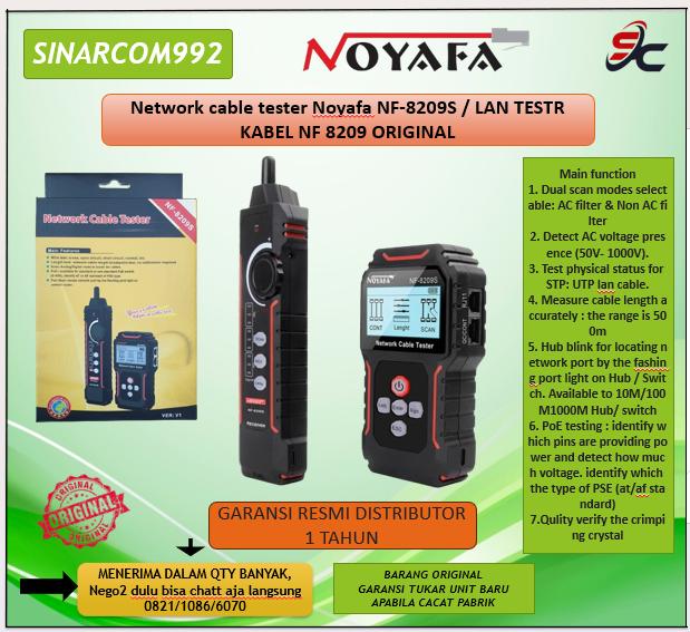 Jual Network cable tester Noyafa NF-8209S /LAN TESTR KABEL NF 8209 ...