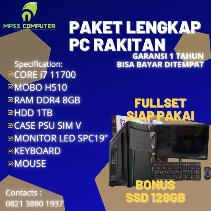 Jual CPU/PC RAKITAN CORE I7 11700 8GB 128GB 1TB LED 19" CASING SIM V - Jakarta Pusat - MPSS ...