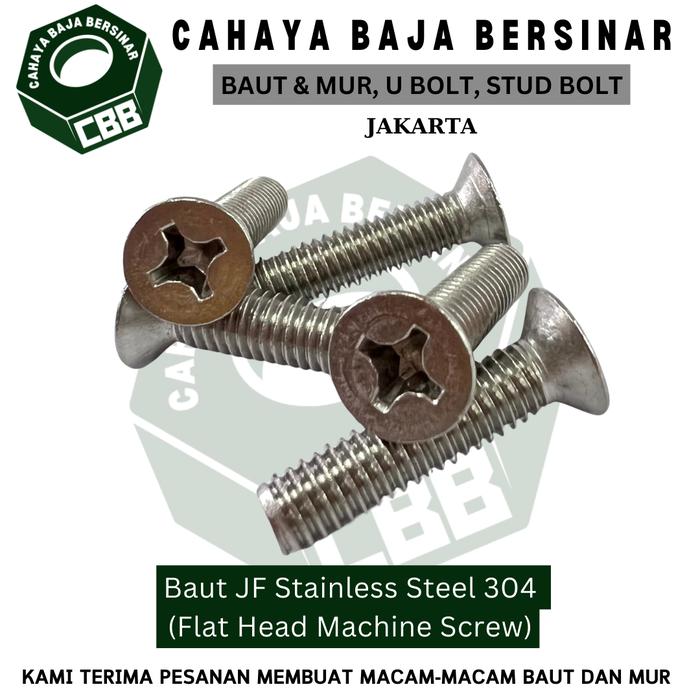 Jual Baut JF Stainless Steel 304 M6 (Flat Head Machine Screw) - M6 x ...