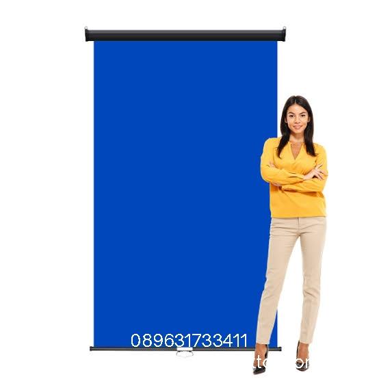 Jual layar background blue screen elektrik 210cm x 265cm motorized ...