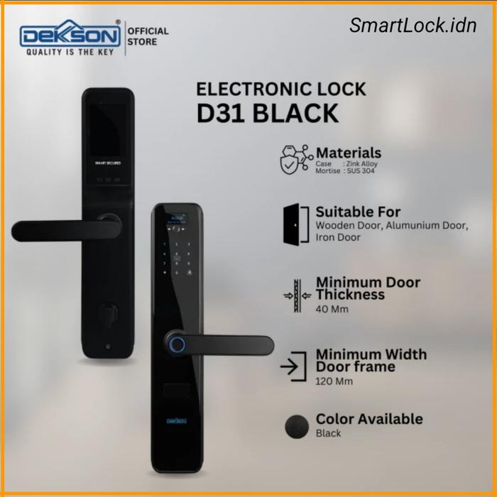 Jual Electronic Lock Dekson EL D31 Black / Handle Kunci Pintu Dekkson ...