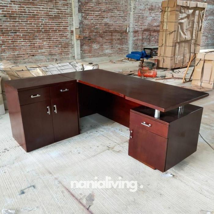 Jual meja kerja sudut minimalis meja kantor letter L kayu jati - Kab ...
