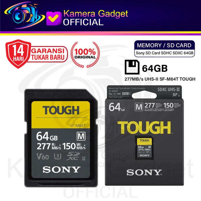 Promo Memory Sony SD Card SDHC SDXC 64GB 277MB/s UHS-II SF-M64T TOUGH ...