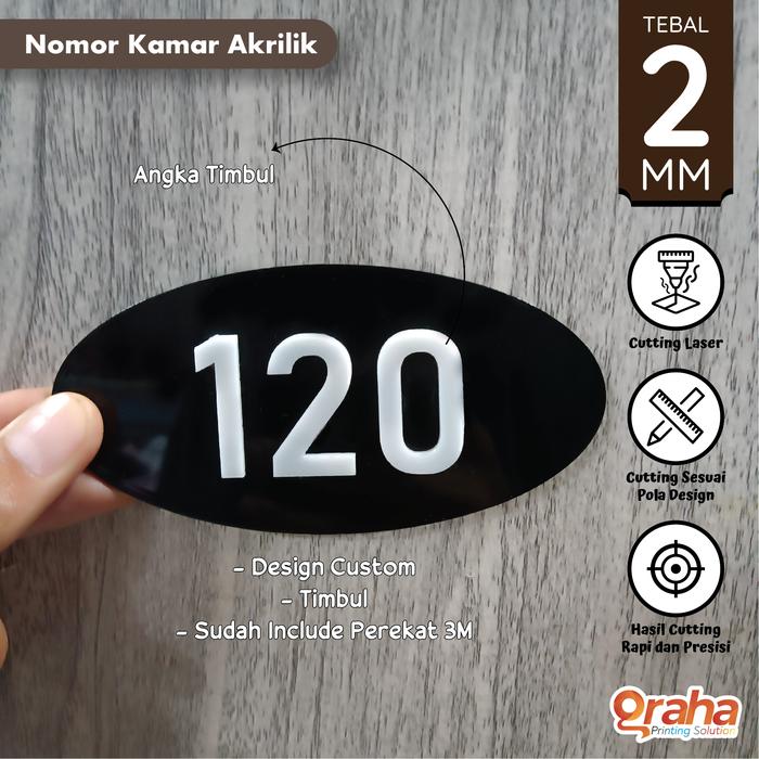 Jual Custom Nomor Kamar | Nomor Hotel | Motif Oval 12 x 6 cm | Huruf ...