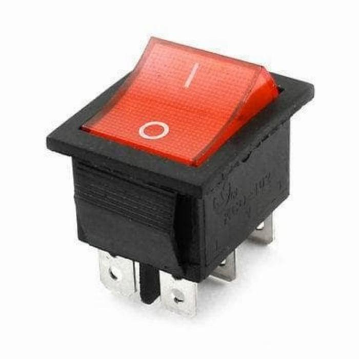 Jual Saklar On Off Besar Kaki 6 Rocker Switch On Off - 6 Pin Merah ...