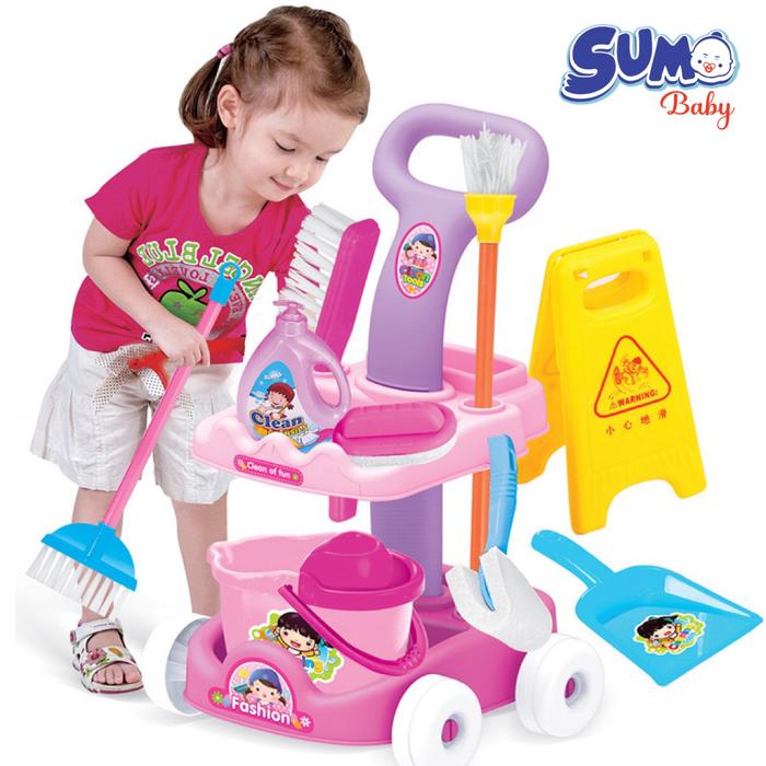 Promo Mainan Anak Perempuan Cleaning Set Sapu Pel Troli Bersih Rumah ...