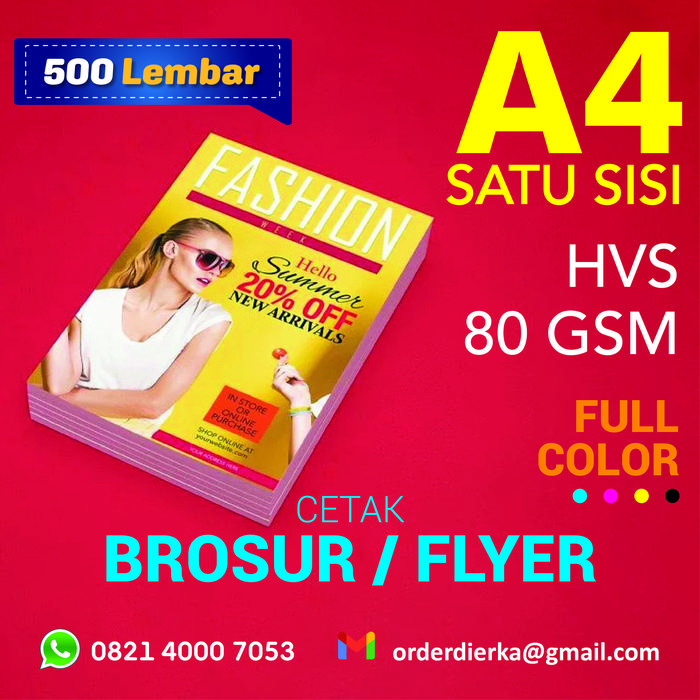 Jual CETAK BROSUR / FLYER A4 satu sisi HVS 80 gsm - Jakarta Selatan ...
