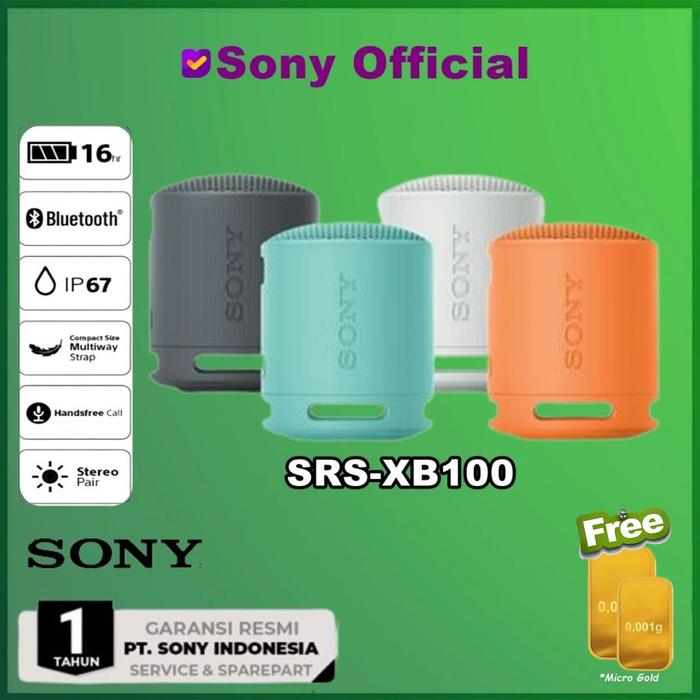 Promo Sony SRS-XB100 Extra Bass Portable Bluetooth Speaker SRSXB100 XB ...