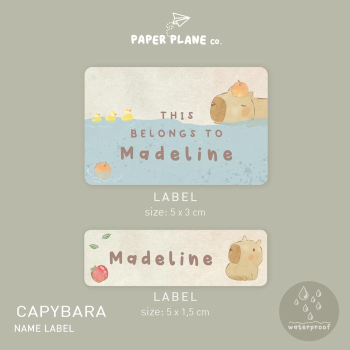 Jual Sticker Label Nama "Capybara" Tahan Air Anti Luntur Custom Nama ...